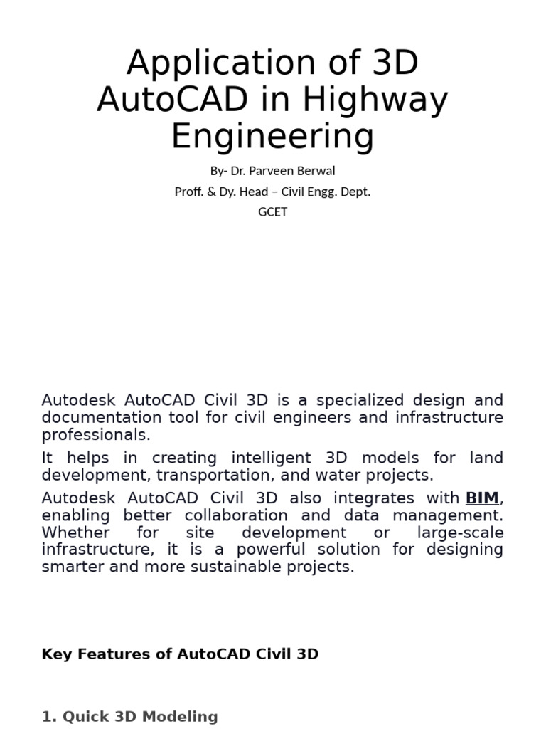 Application of 3D AutoCAD in Highway Engineering | PDF | Autodesk ...