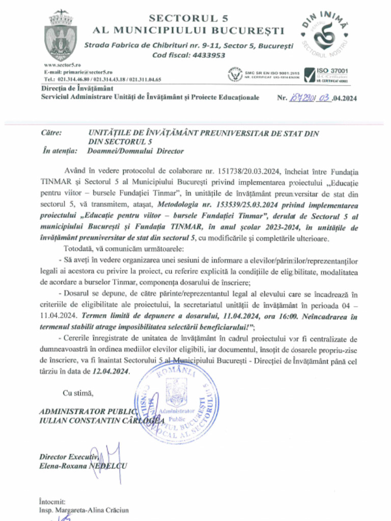 Metodologie - Burse Tinmar-1 | PDF