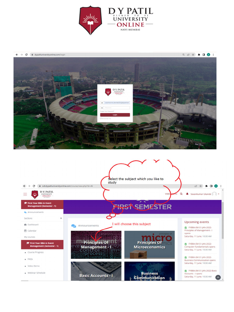 Demo of Learning Portal of Padmashree Dr. DY Patil University | PDF