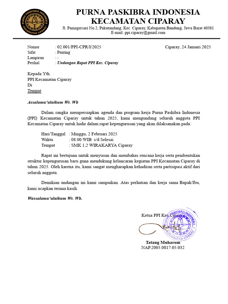 Surat Undangan PPI | PDF