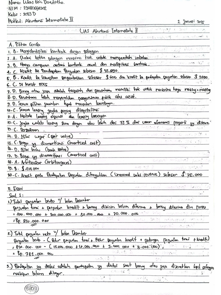 Uas Akuntansi Intermediate 2 | PDF