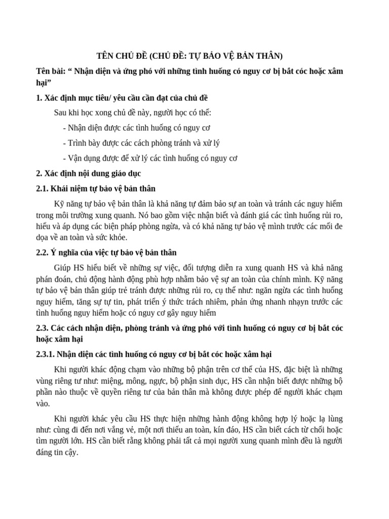 NHÓM 8- KHUNG KẾ HOẠCH CHỦ ĐỀ KNS | PDF