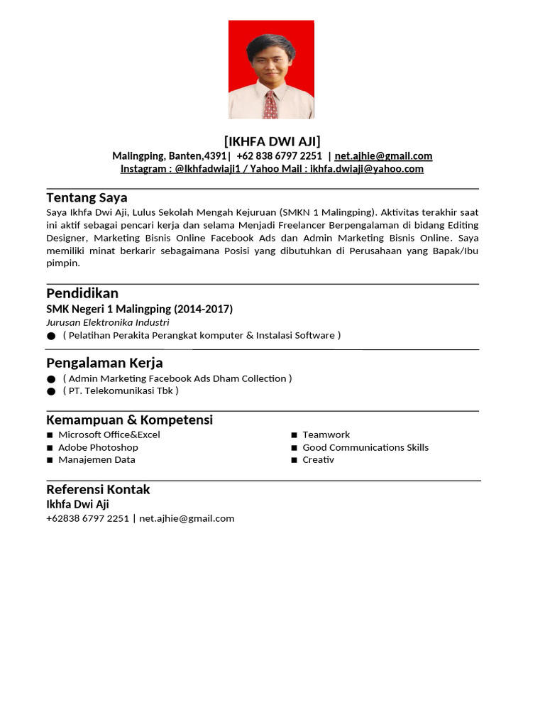 CV BARU AJI JANGAN DI PAKE | PDF