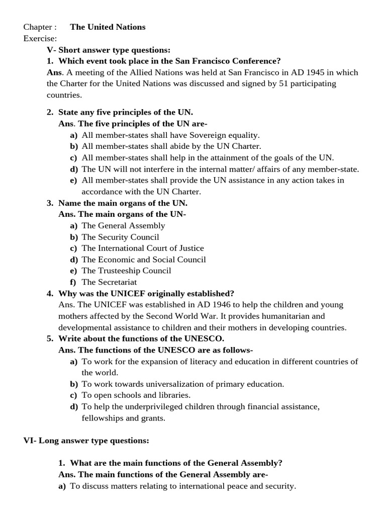 Cl 8 the United Nations Solution | PDF | United Nations | International ...