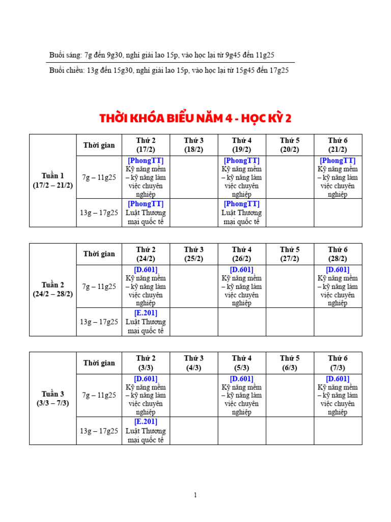 DS46B1 TKB Năm 4 HK2 | PDF
