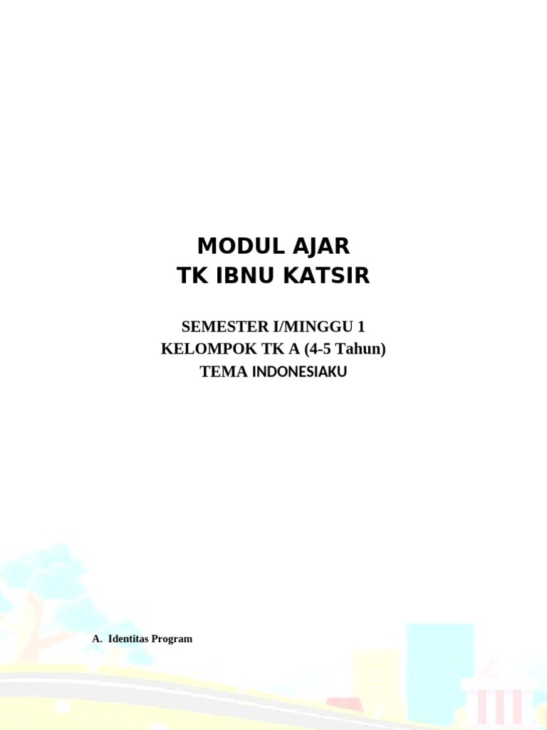 Modul Ajar Kebhinekaan TK A | PDF