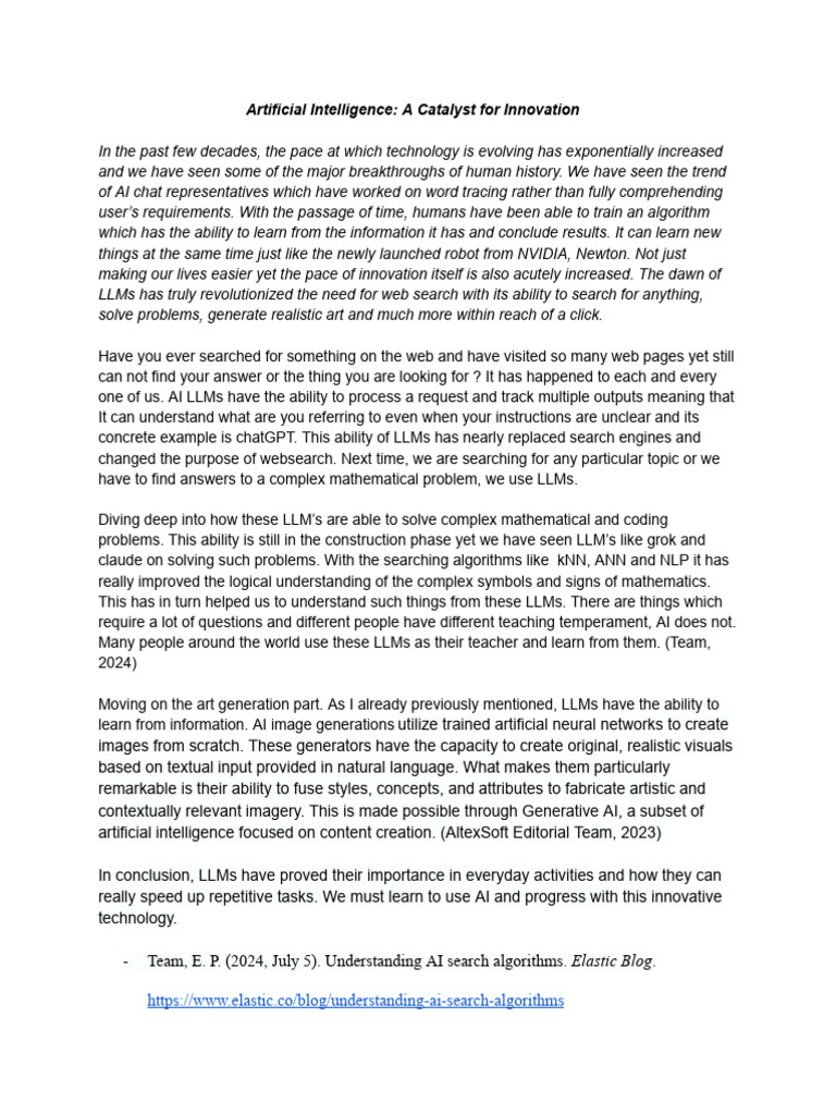 Artificial Intelligence - A Catalyst For Innovation | PDF | Artificial Intelligence ...