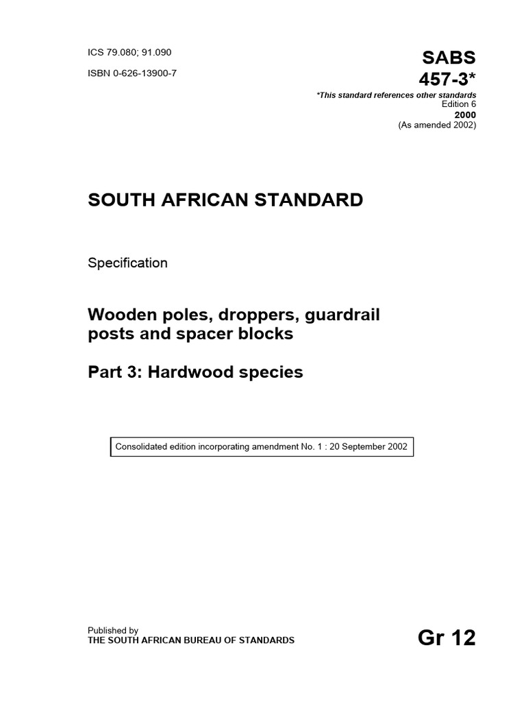 SANS 457 - 3 (Hardwood) | PDF | Lumber | Wood