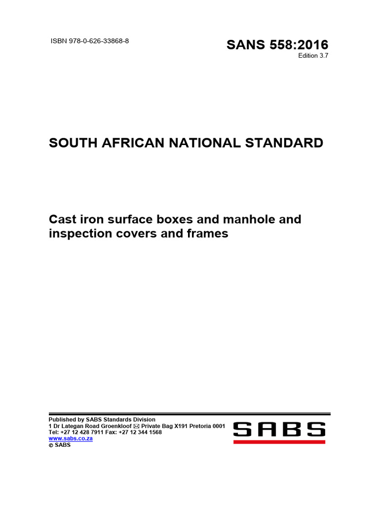 SANS 558:2016 Cast Iron Standards | PDF | Specification (Technical ...