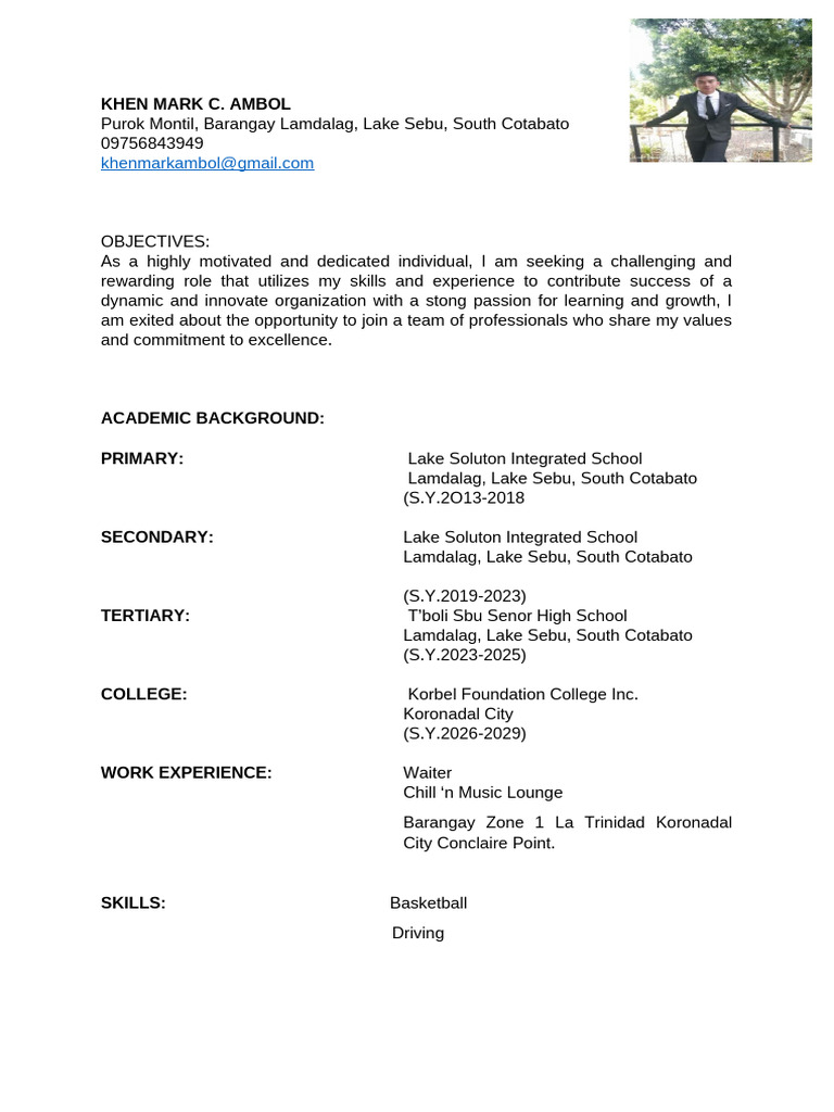 Khen Mark C Ambol-Underscore Resume | PDF | Learning | Cognition