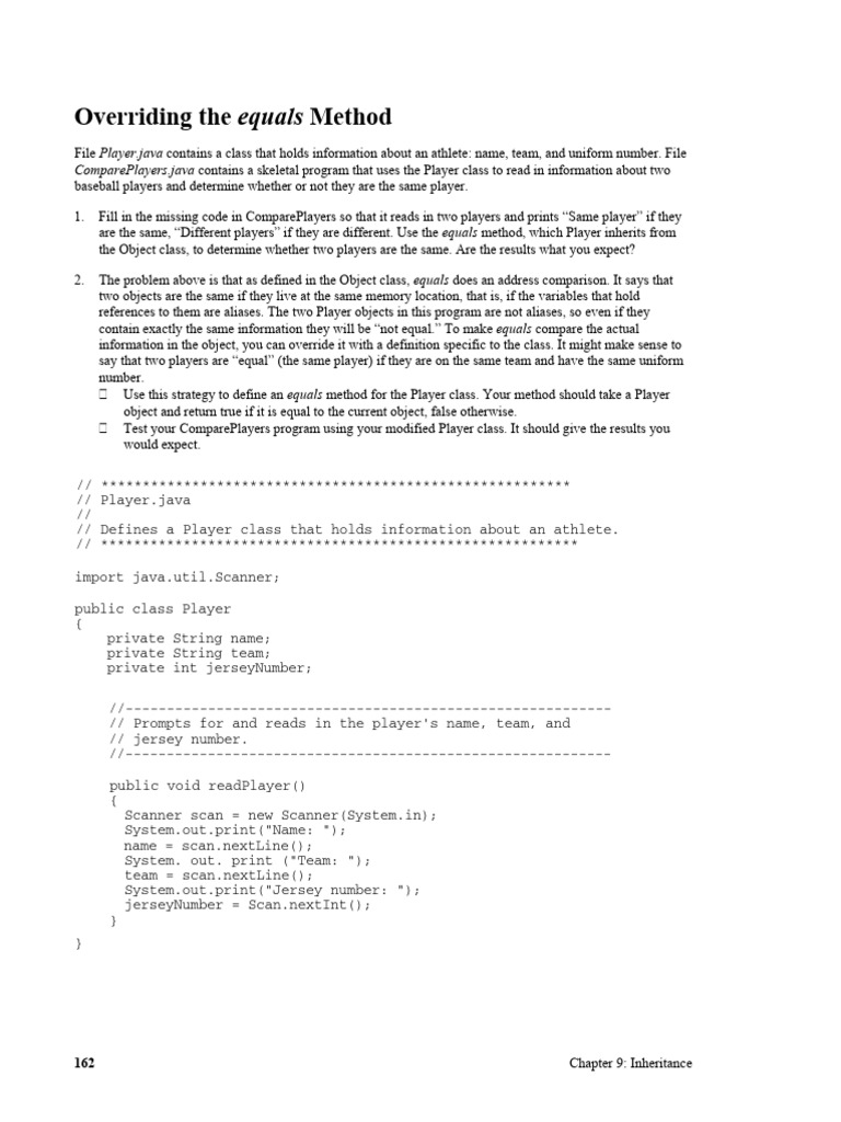 4 Overriding The Equals Method Pdf Method Computer Programming Object Computer Science