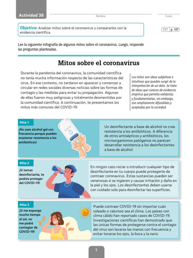 Mitos Comunes sobre el Coronavirus | PDF | Ciencias de la Salud ...