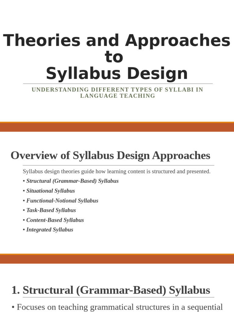 Theories and Approaches To Syllabus Design | PDF