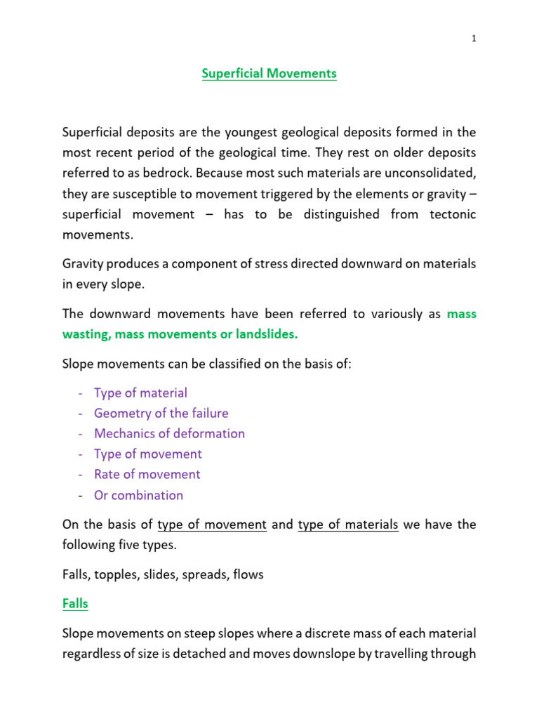 Understanding Superficial Movements | PDF | Earth Sciences | Geology