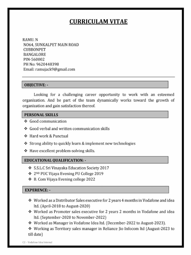 Ramu N Resume | PDF