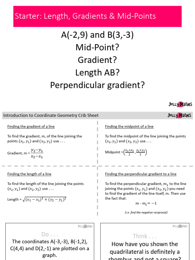 Coordinate Geometry: Midpoints & Gradients | PDF | Perpendicular | Line (Geometry)