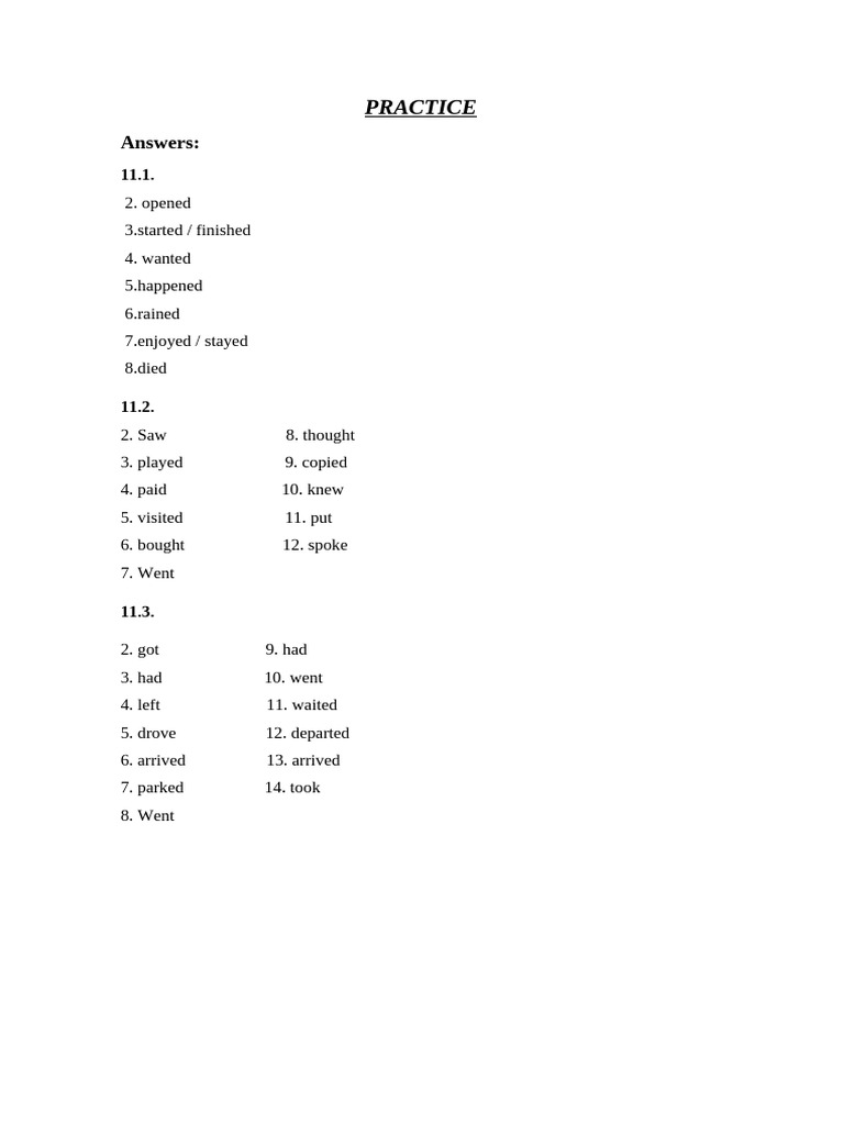Answers Past Simple | PDF