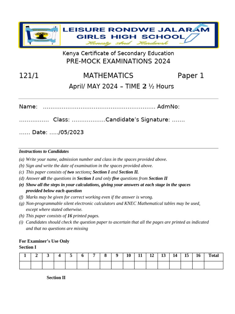 2023 Maranda Pre Mock MATHSPP1QNS | PDF | Coordinate System | Euclidean Geometry