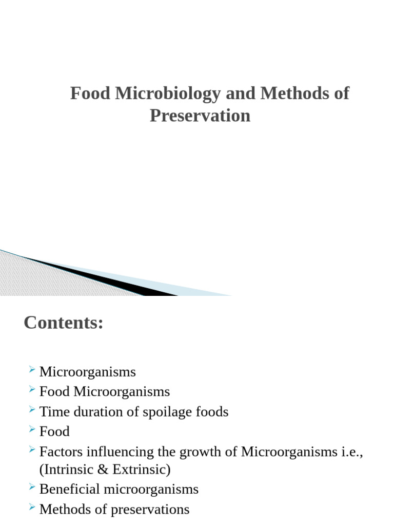 Food Microbiology and Methods of Preservation | PDF | Decomposition | Foods
