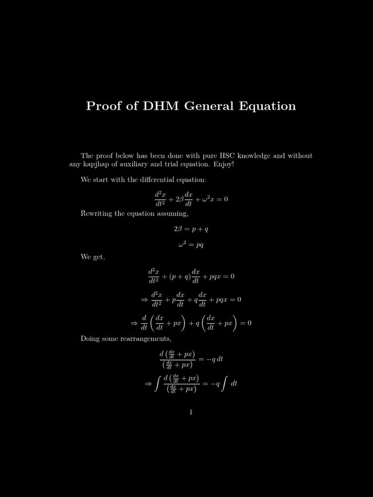 DHM General Equation Proof (Legit) | PDF | Mathematical Objects | Equations
