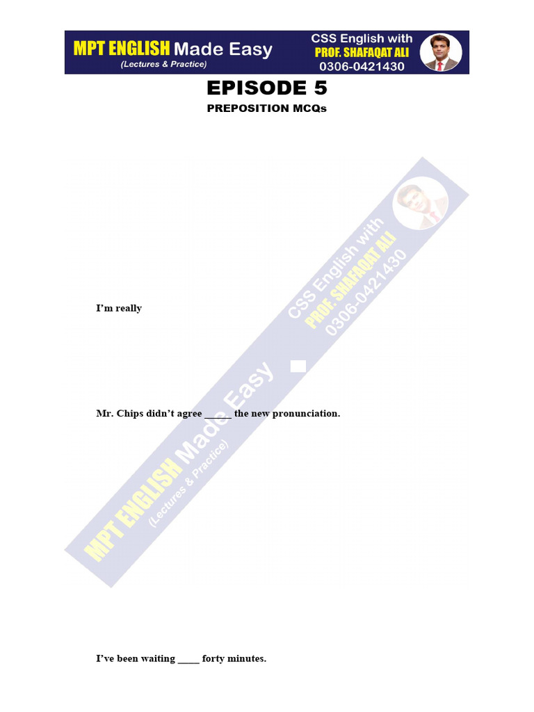 05 Preposition Student Copy | PDF