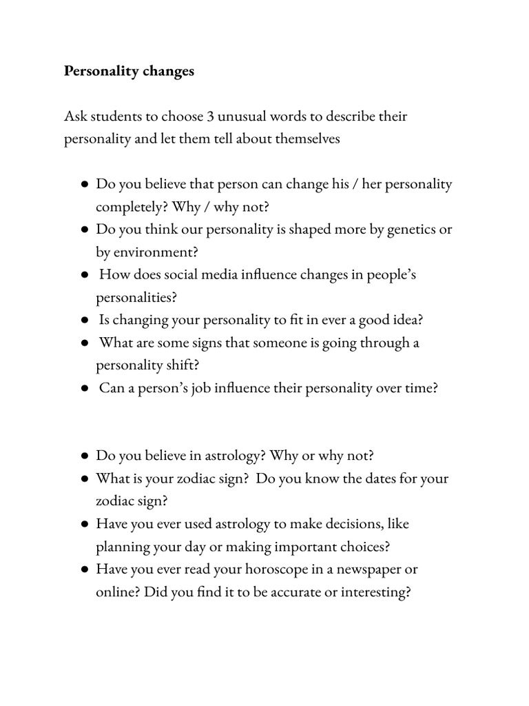 Exploring Personality Changes and Influences | PDF