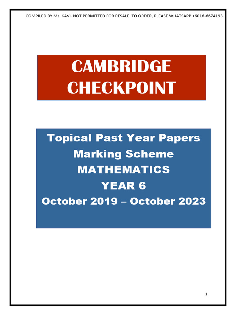 Year 6 - Maths Marking Scheme Topical PYQ | PDF | Ratio | Elementary Mathematics