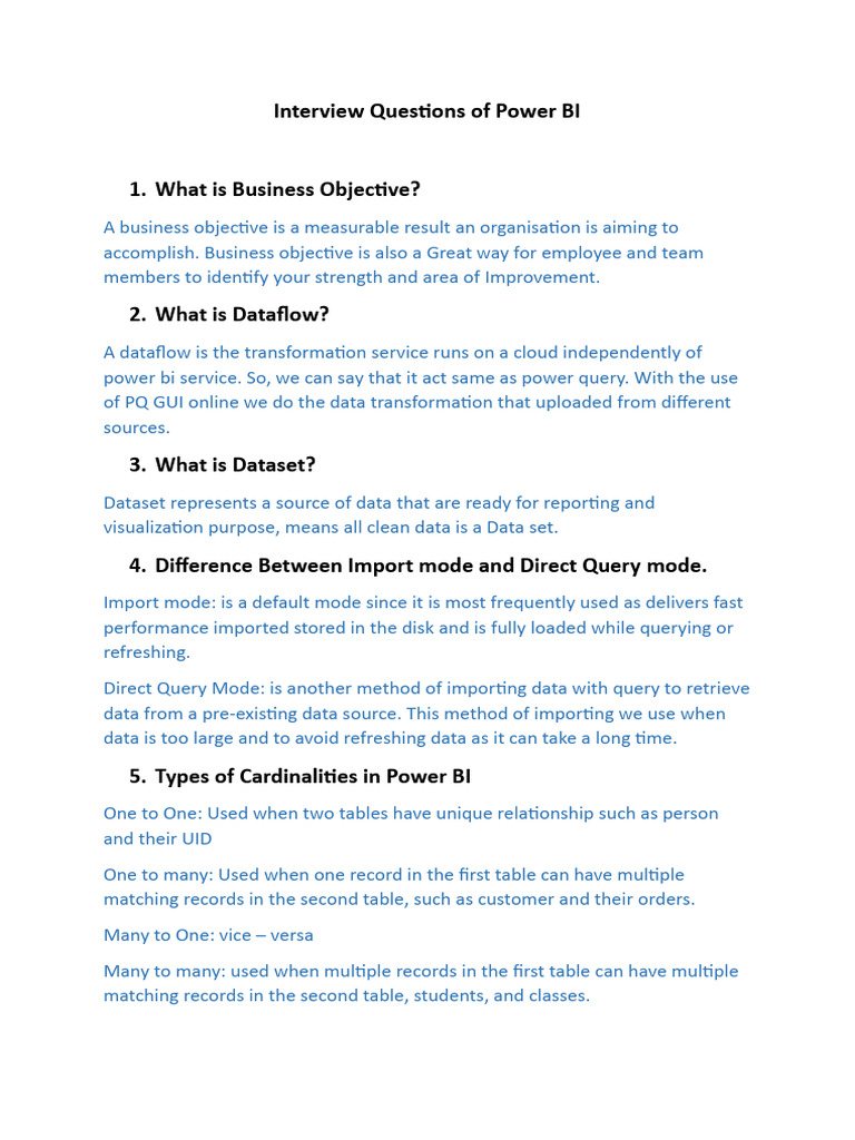 Power BI Interview Questions Guide | PDF