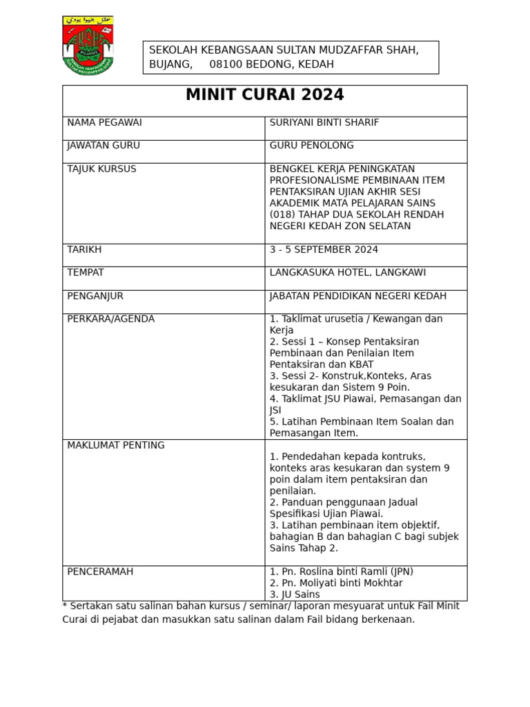 MINIT CURAI 2024 | PDF