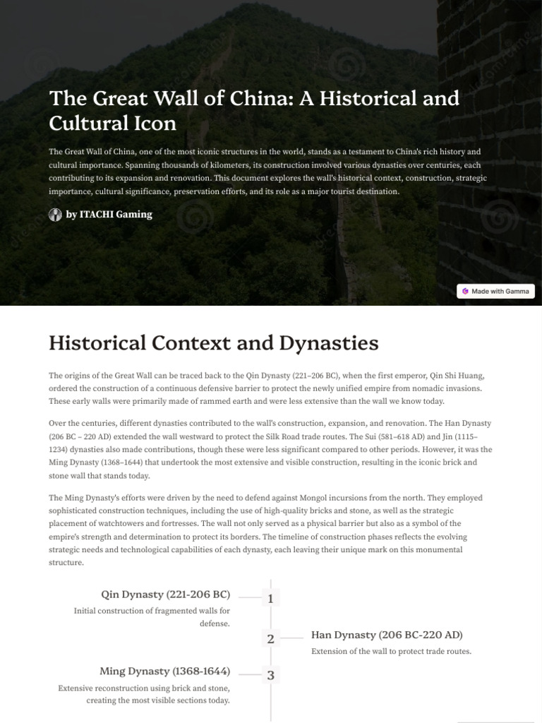 The Great Wall of China A Historical and Cultural Icon | PDF