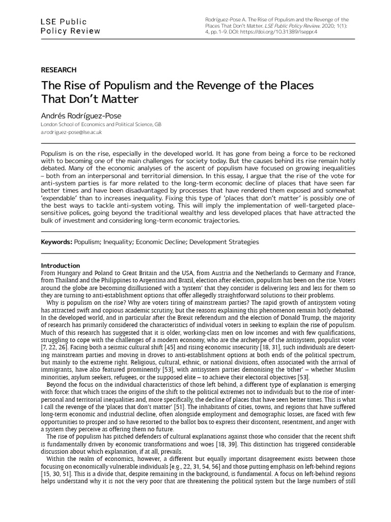 The Rise of Populism and The Revenge of The Places That Don 1tly8wcpng ...