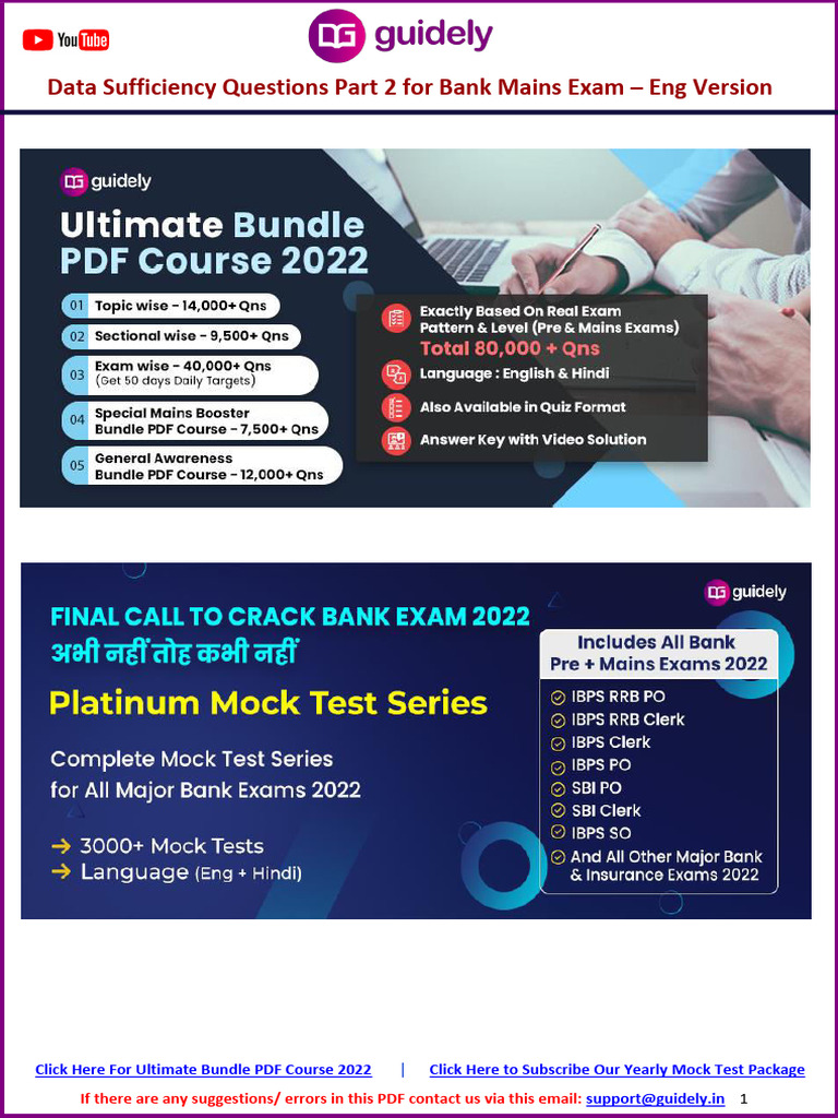 Data Sufficiency Questions for Bank Exams | PDF | Prices | Length