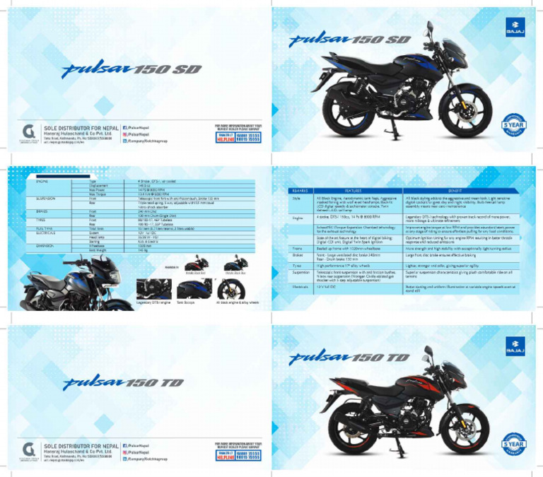Bajaj Pulsar 150 Brochure | PDF
