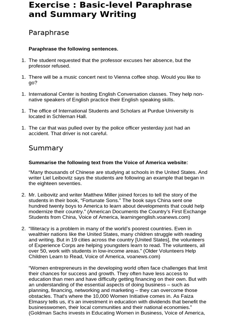 PARAPHRASING AND SUMMARY | PDF