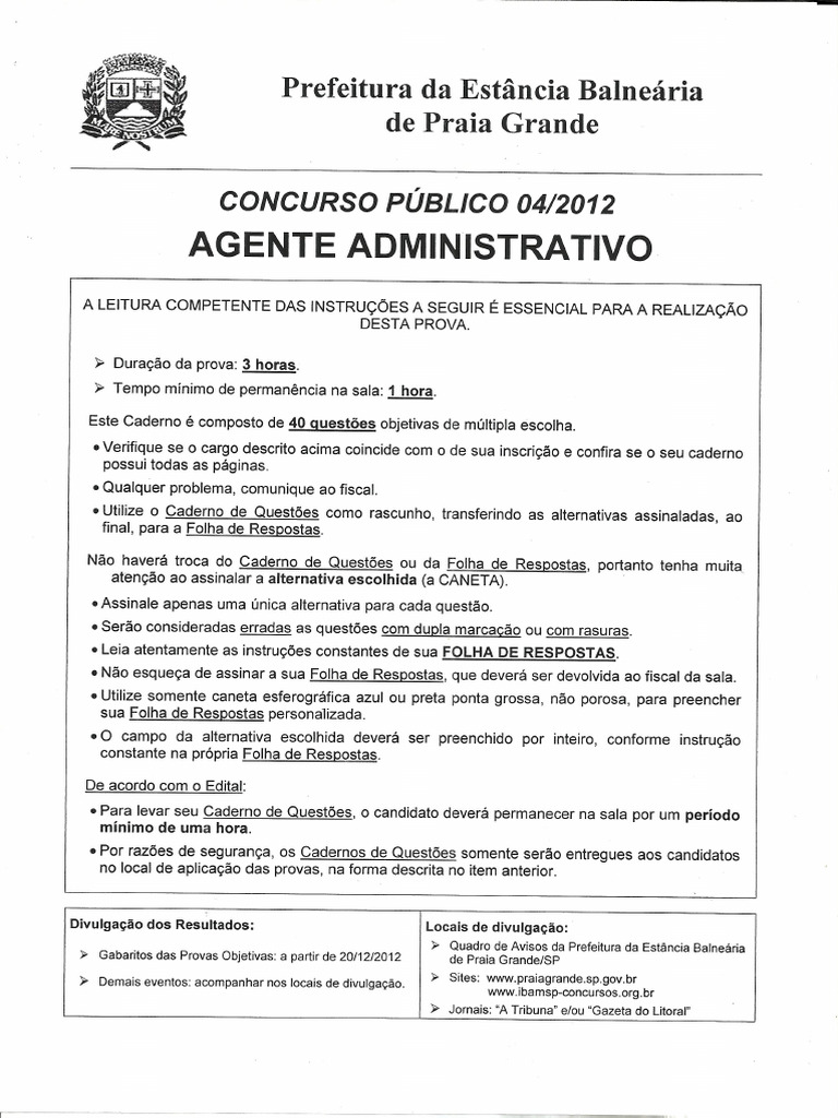 prova_agente_administrativo | PDF