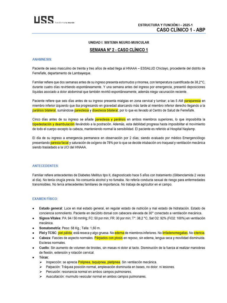 01 ABP Caso Clínico 1 Neuro-Muscular | PDF | Especialidades Medicas | Medicina CLINICA