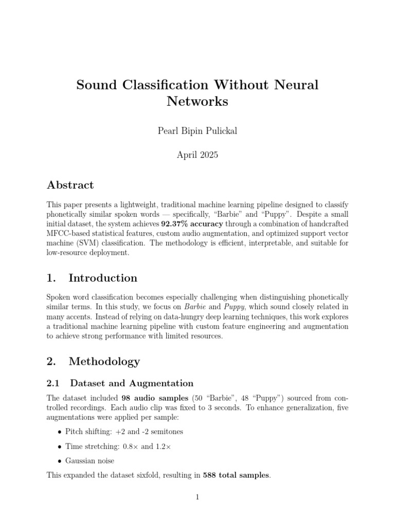 Sound Classification Without Neural Networks | PDF | Machine Learning ...