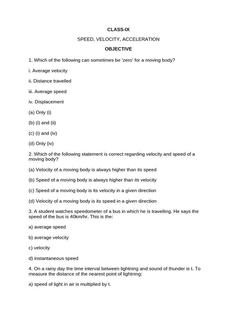 Speed, Velocity, Acceleration | PDF | Speed | Velocity