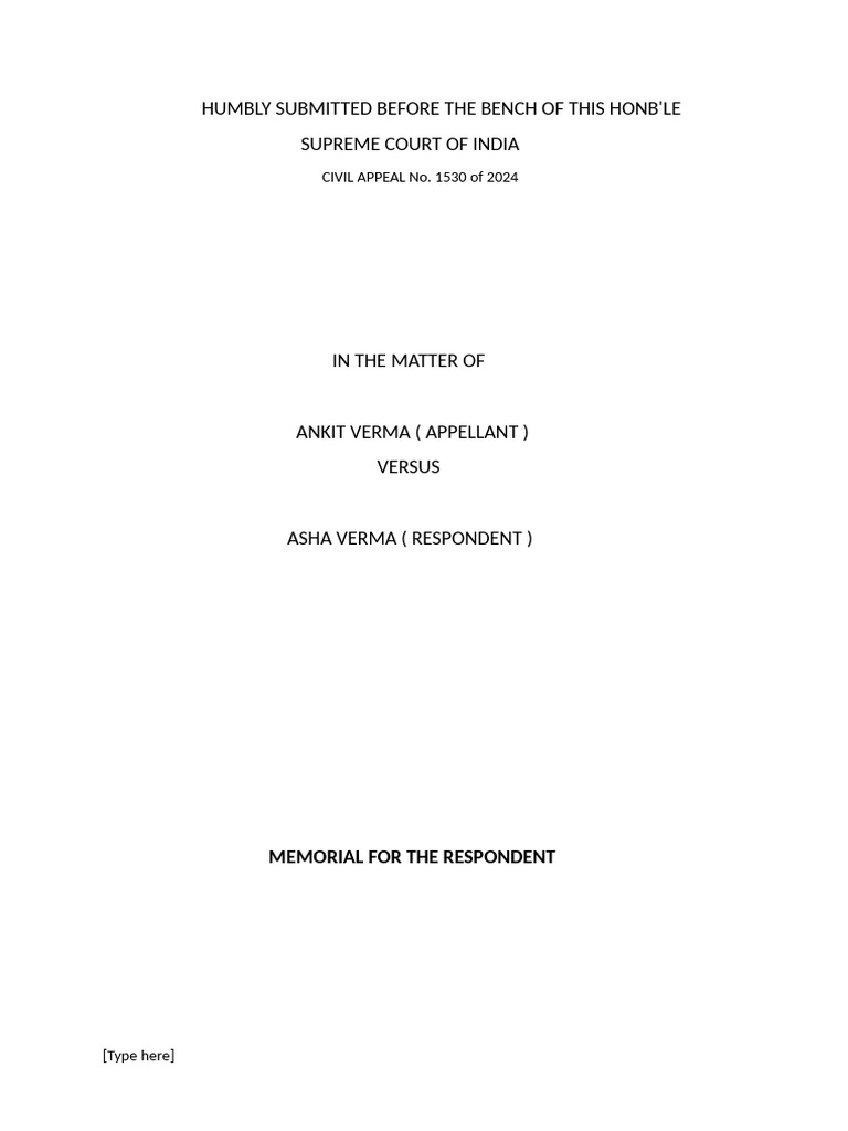 Respondent Memorial Final | PDF | Marriage | Privacy