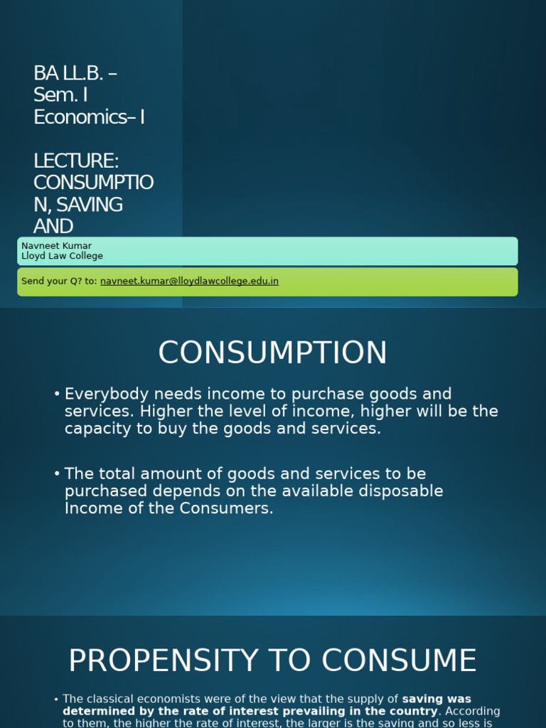 Savings, Consumption and Investment | PDF | Consumption (Economics ...