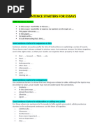 CER Sentence Starters | PDF