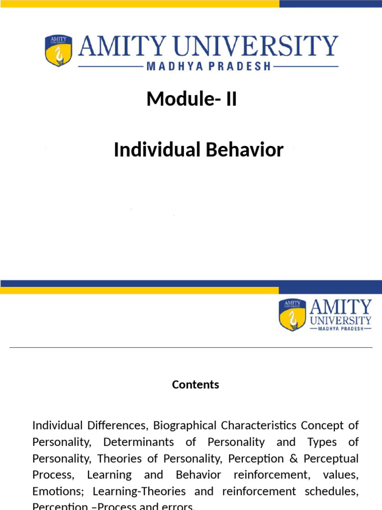Understanding Individual Behavior | PDF | Learning | Perception
