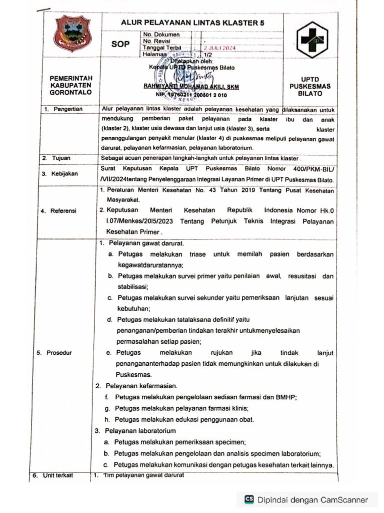 SOP Klaster 5 Bilato | PDF