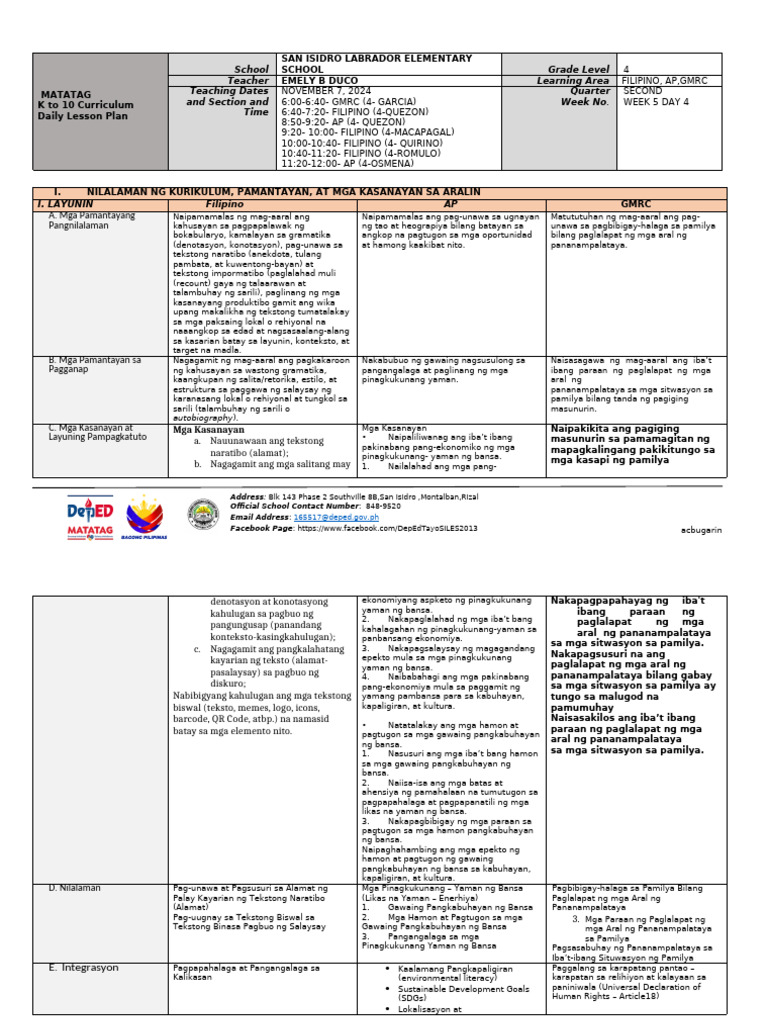 November 7 - DLP - Q2 - W5 | PDF