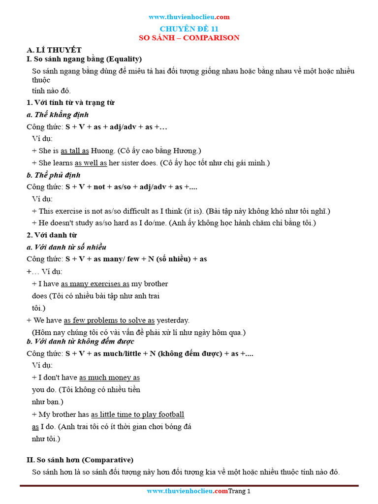 BT RÈN PHẦN SO SÁNH | PDF