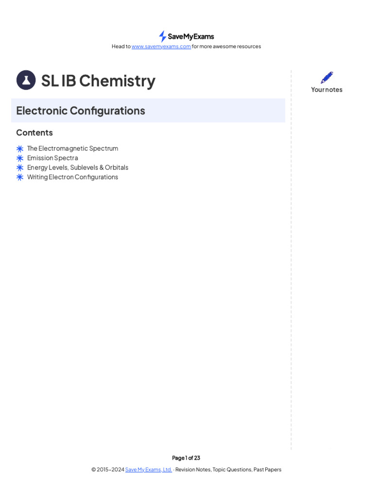 Electronic Configurations | PDF | Electromagnetic Radiation ...