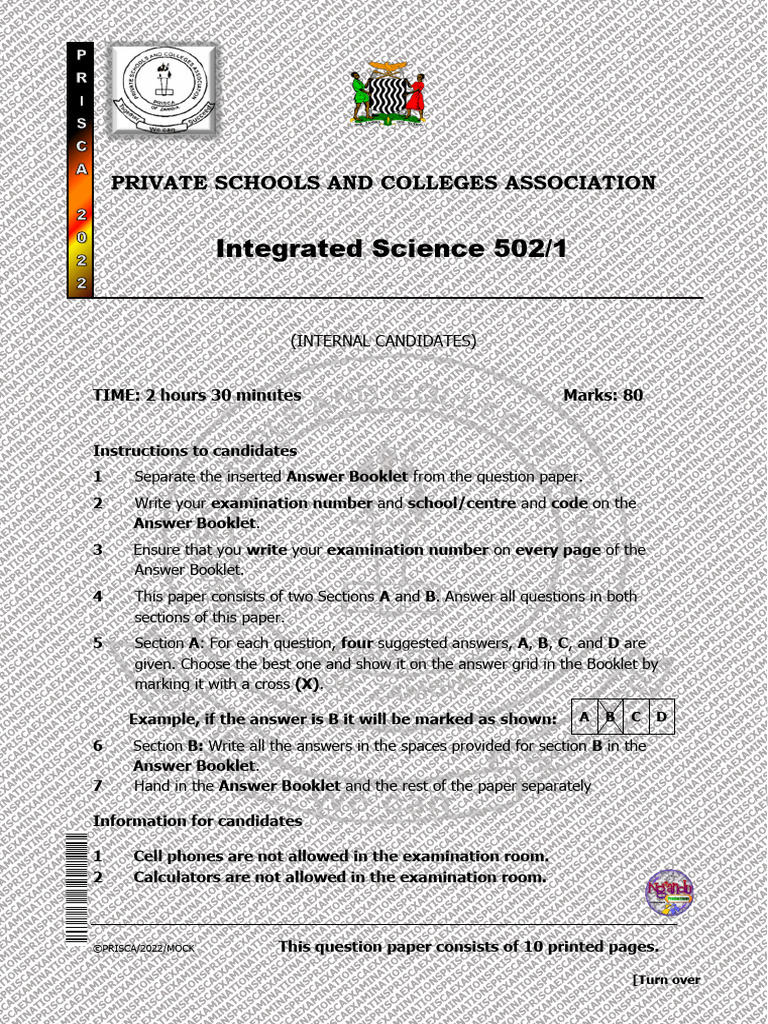 Integrated Science G9 Paper 1 2022 | PDF | Molecules | Matter