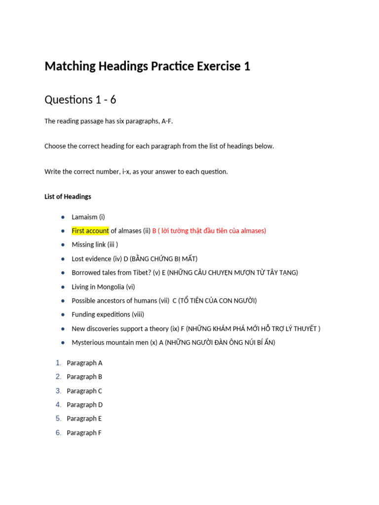 (Read) Matching Headings Hw-1 | PDF | Money | Banknote