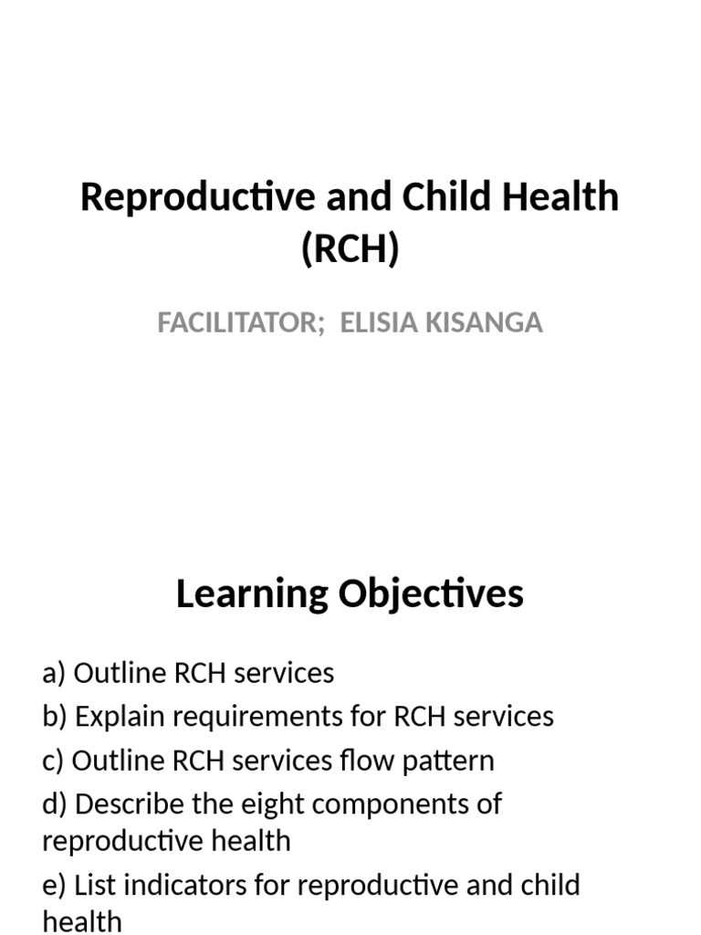 Session 1. Introduction To RCH - 062058 | PDF | Sexually Transmitted ...