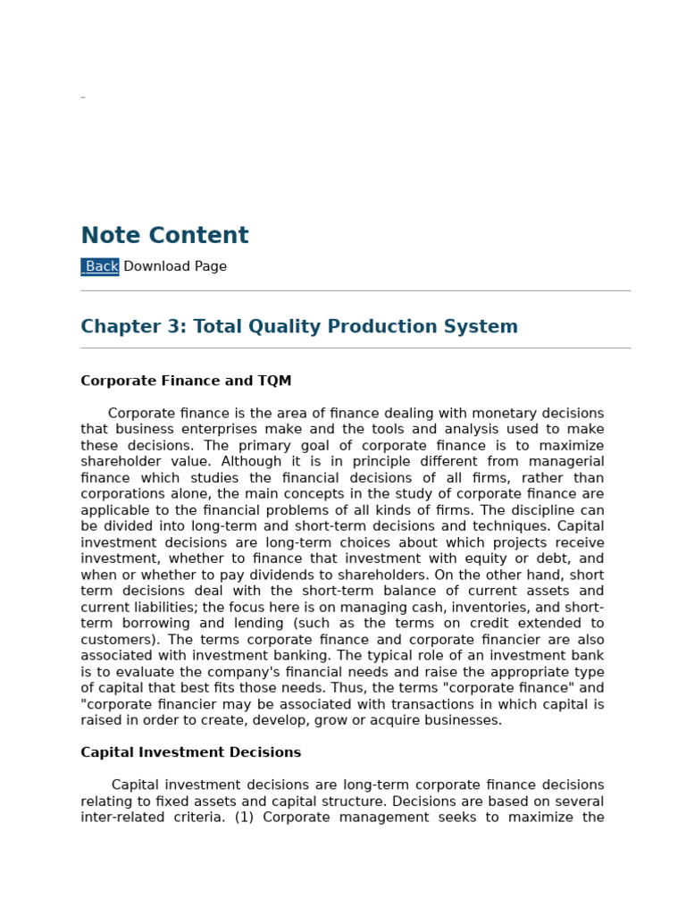 TQM Midterm | PDF | Business Valuation | Capital Budgeting